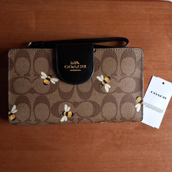 Coach | Bags | Coach Signature Tech Wallet Bee Print | Poshmark